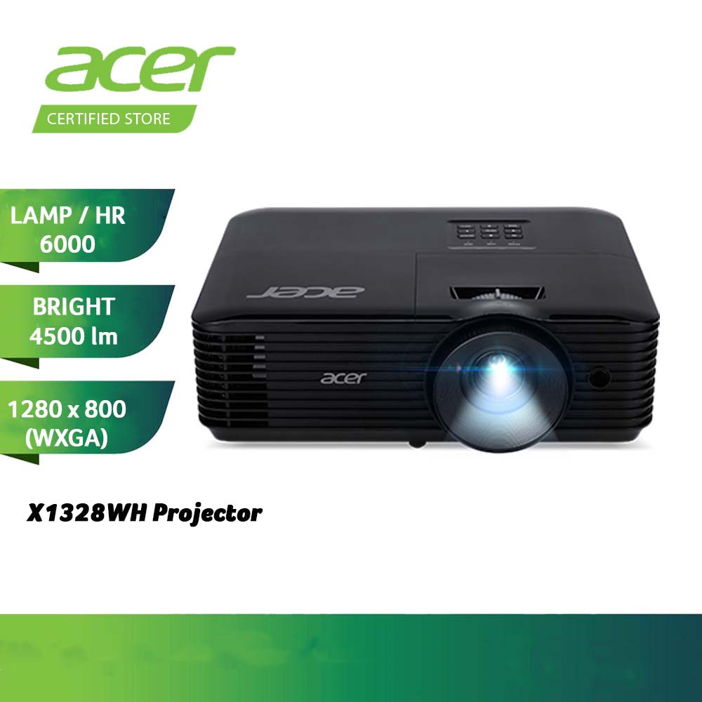 Acer X1328WH DLP WXGA Projector (WXGA 1280 x 800/4500 ANSI/20000:1/HD ...