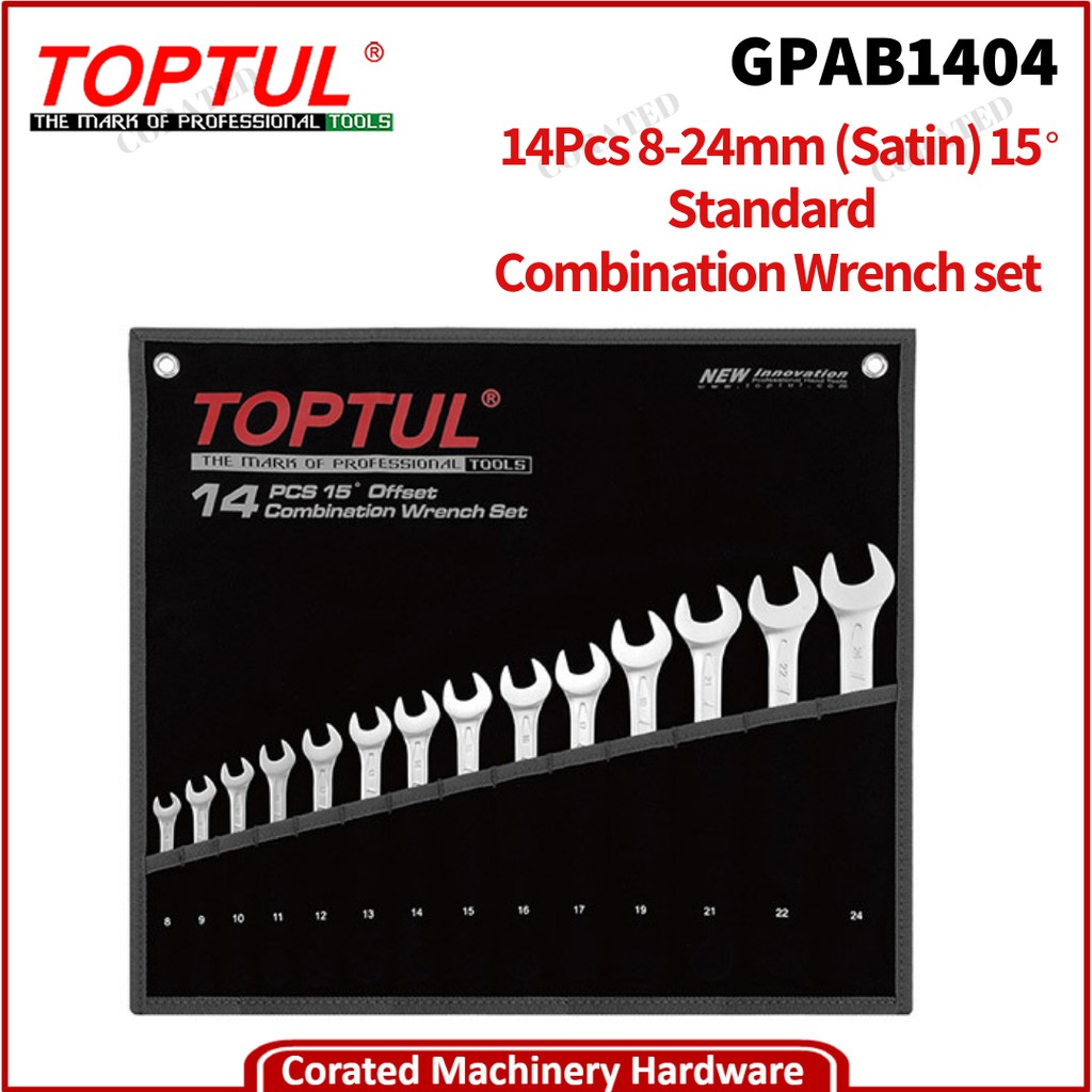 [CORATED] Toptul Standard Combination Wrench Spanner Set 15° Offset ...
