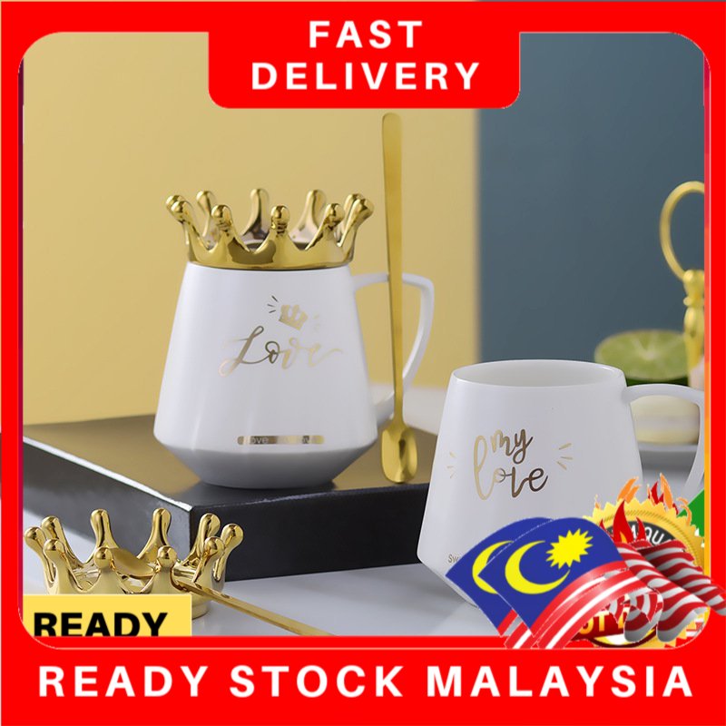 Nordic Creative Trend Cup Ceramic Milk Mug with Lid Spoon Personalized ...