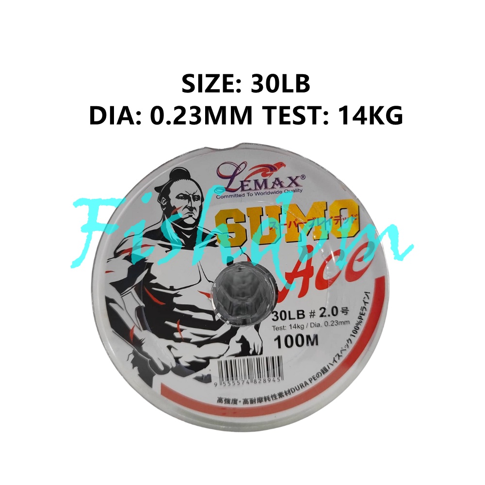 FISHDOM LEMAX SUMO ACE 100M 100% PE BRAIDED LINE SUPER STRONG FISHING ...