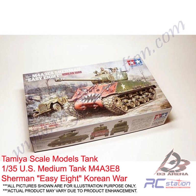 Tamiya Scale Models Tank #35359 - 1/35 U.S. Medium Tank M4A3E8 Sherman "Easy Eight" Korean War ...