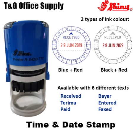 Shiny Self Inking Time and Date Round Stamp R542D-T12 | Shopee Malaysia