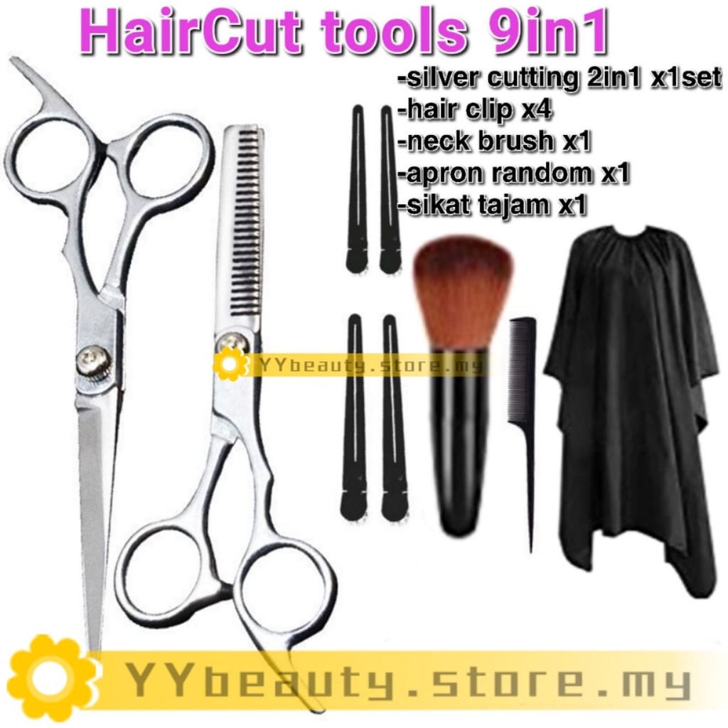 Orig 9 PCS Hair barber Cutting Scissors Set gunting rambut set ...