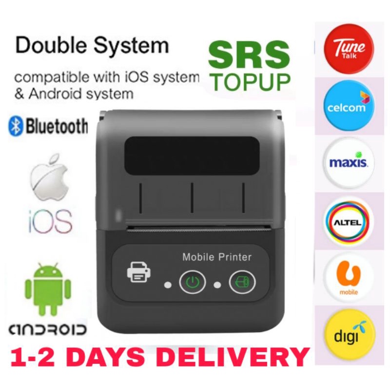 Portable 58mm Mini Thermal Printer with Bluetooth, iOS Android for ...