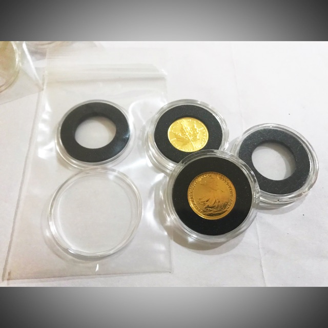 Air-Tite 16mm black ring coin capsule holder for 1/10oz Gold Coins ...