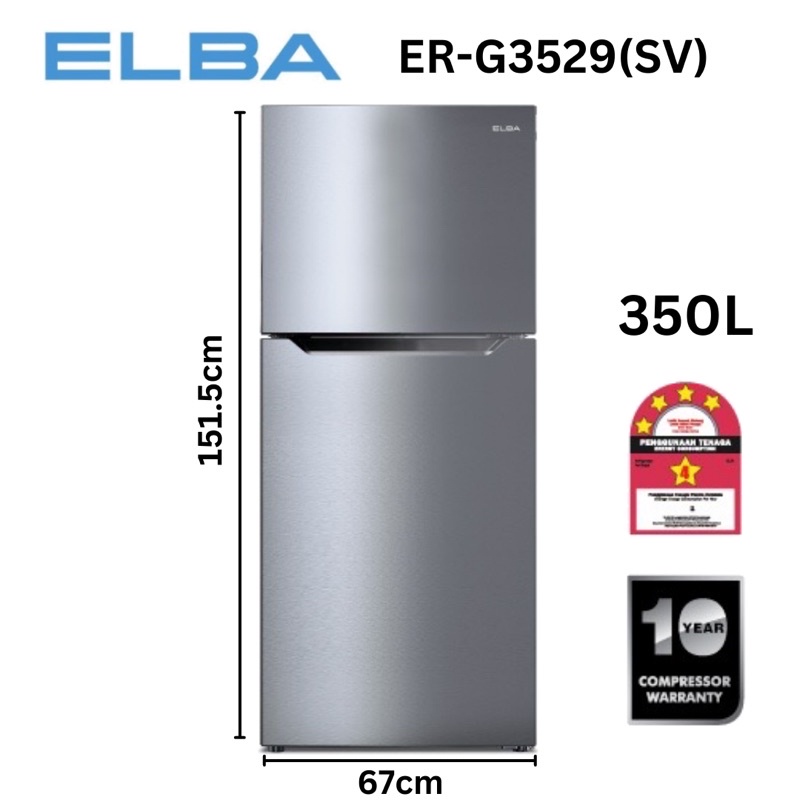 10 YEARS WARRANTY Elba Refrigerator ER-G3529(SV)/ER-G3125(SV)/ER-G2521 ...