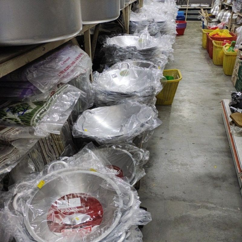 zirafah Kuali /sinar kuali / Polished Aluminium Wok THICK Double Handle ...