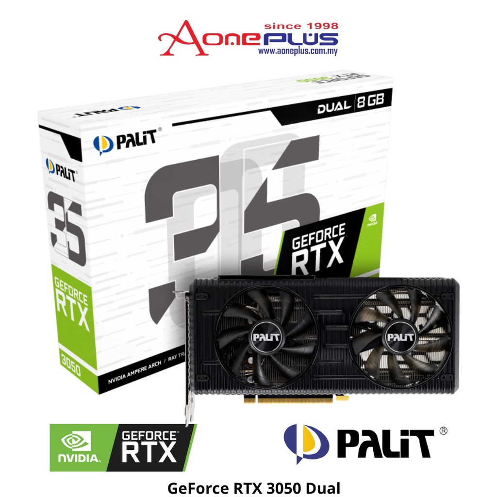 (AONE PLUS SS2) PALIT GEFORCE RTX 3050 DUAL GRAPHIC CARD (NE63050019P1 ...