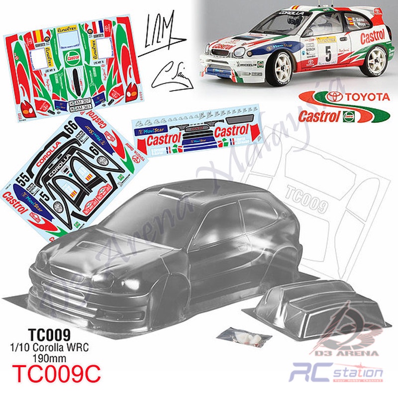 Team C Body Shell 1/10 Clear Body TC009 Toyota Corolla WRC (Width 190mm ...