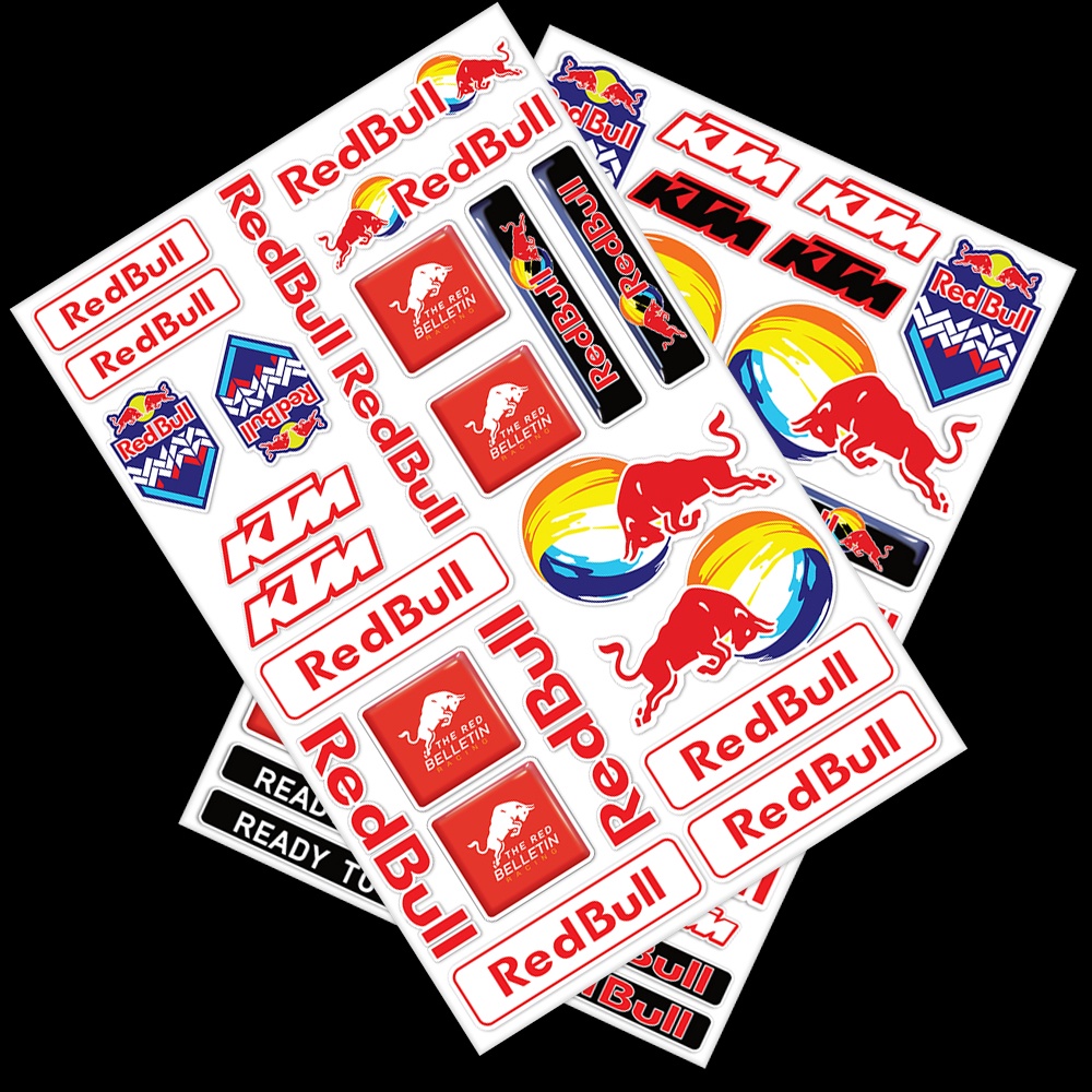 For Honda Yamaha Red Bull Waterproof Sunscreen Red Bull Stickers ...