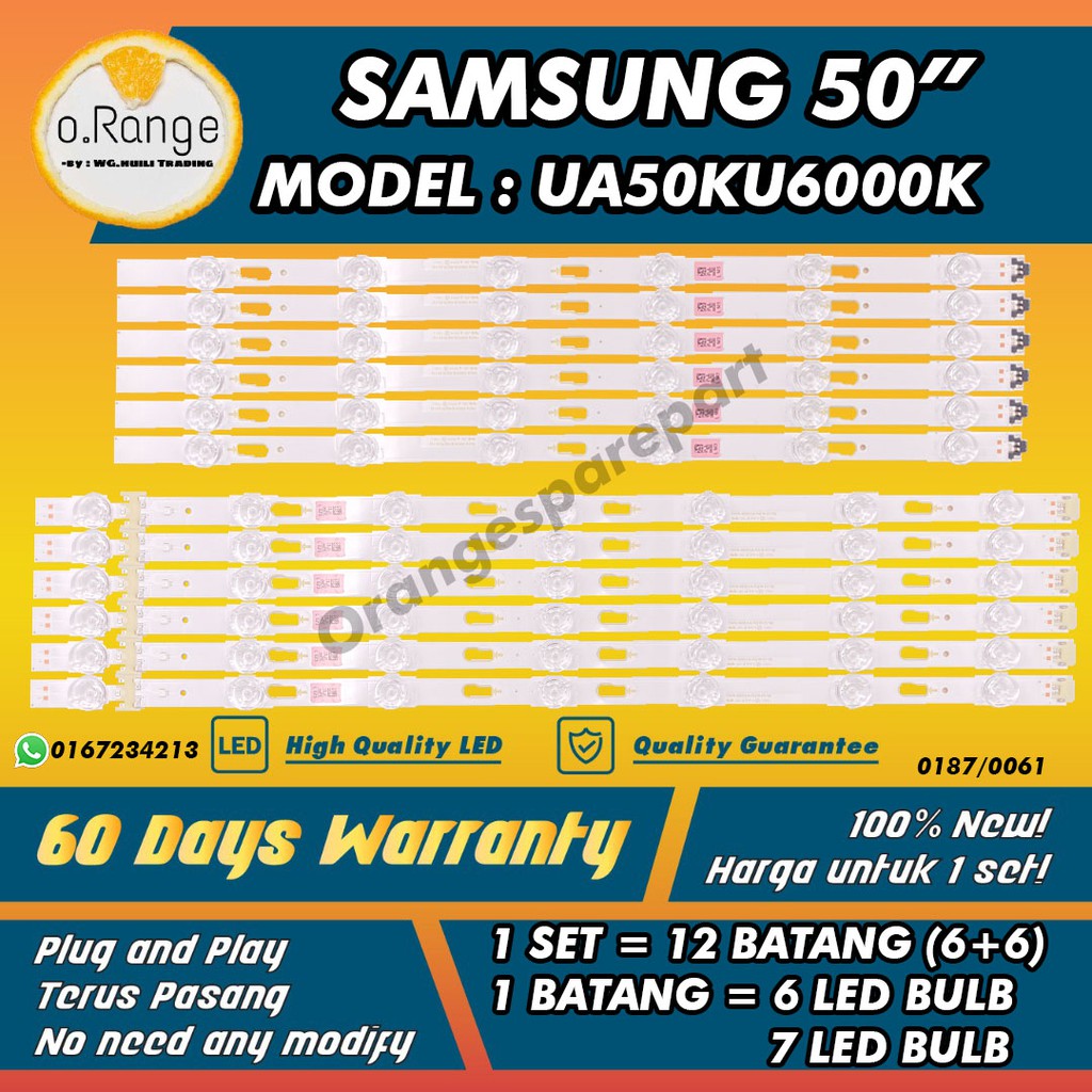 UA50KU6000K SAMSUNG 50" LED TV BACKLIGHT(LAMPU TV) SAMSUNG 50 INCH LED ...