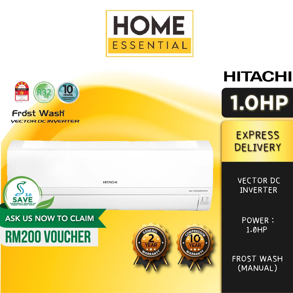 Hitachi Air Conditioner Standard Inverter Series R32 (1.0HP) RAS-XH10CKM/RAC-XH10CKM | Shopee ...