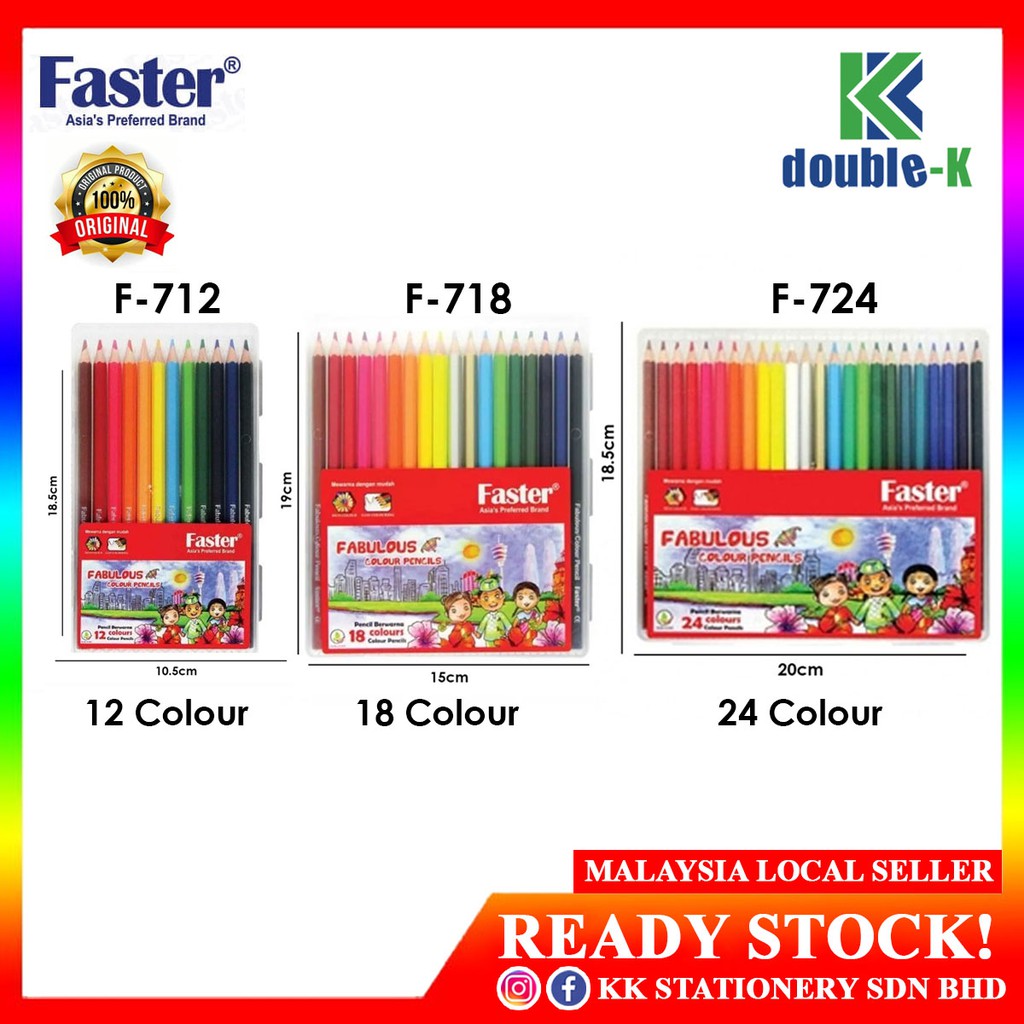 Faster Fabulous Colour Pencils 3.0mm Lead F-712/F-718/F-724 (12/18/24 ...