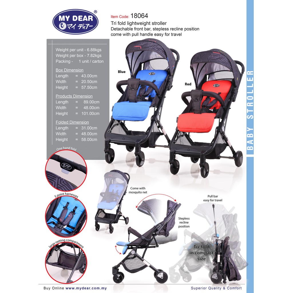 My Dear Tri Fold Stroller 18064 | Shopee Malaysia