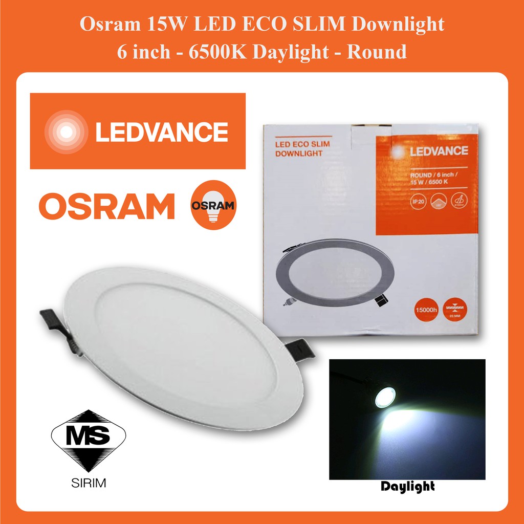 OSRAM LED ECO SLIM LEDVANCE DOWNLIGHT 6 inch 6500K Daylight - Round ...