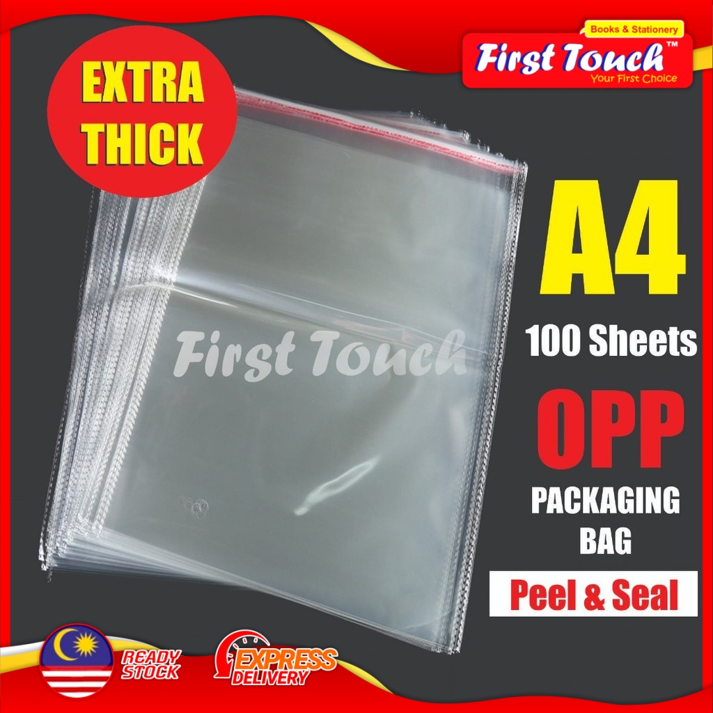 OPP Transparent Self Adhesive Plastic Bag A4 Size (100sheets / pack) Plastic Peel & Seal ...