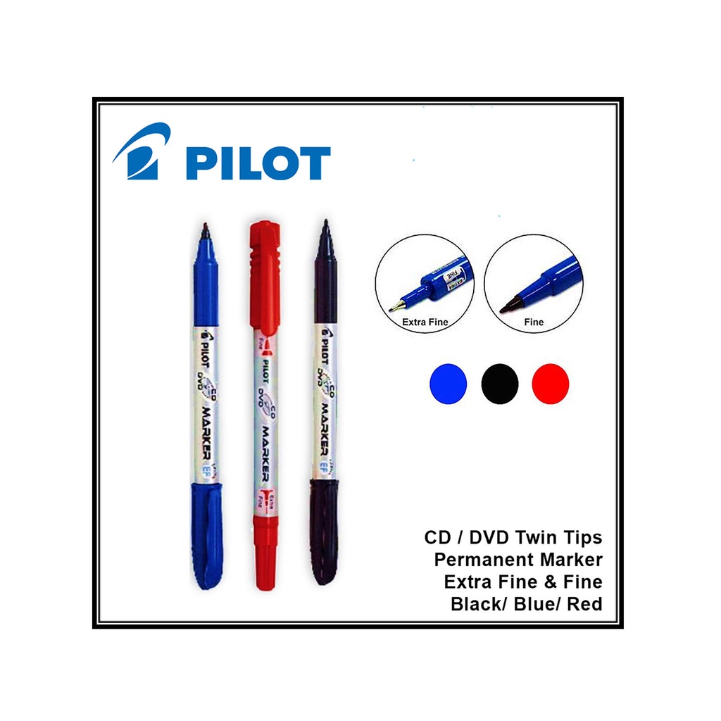 (ESA)Pilot CD / DVD Twin Tip Permanent Marker Fine & Extra Fine ...