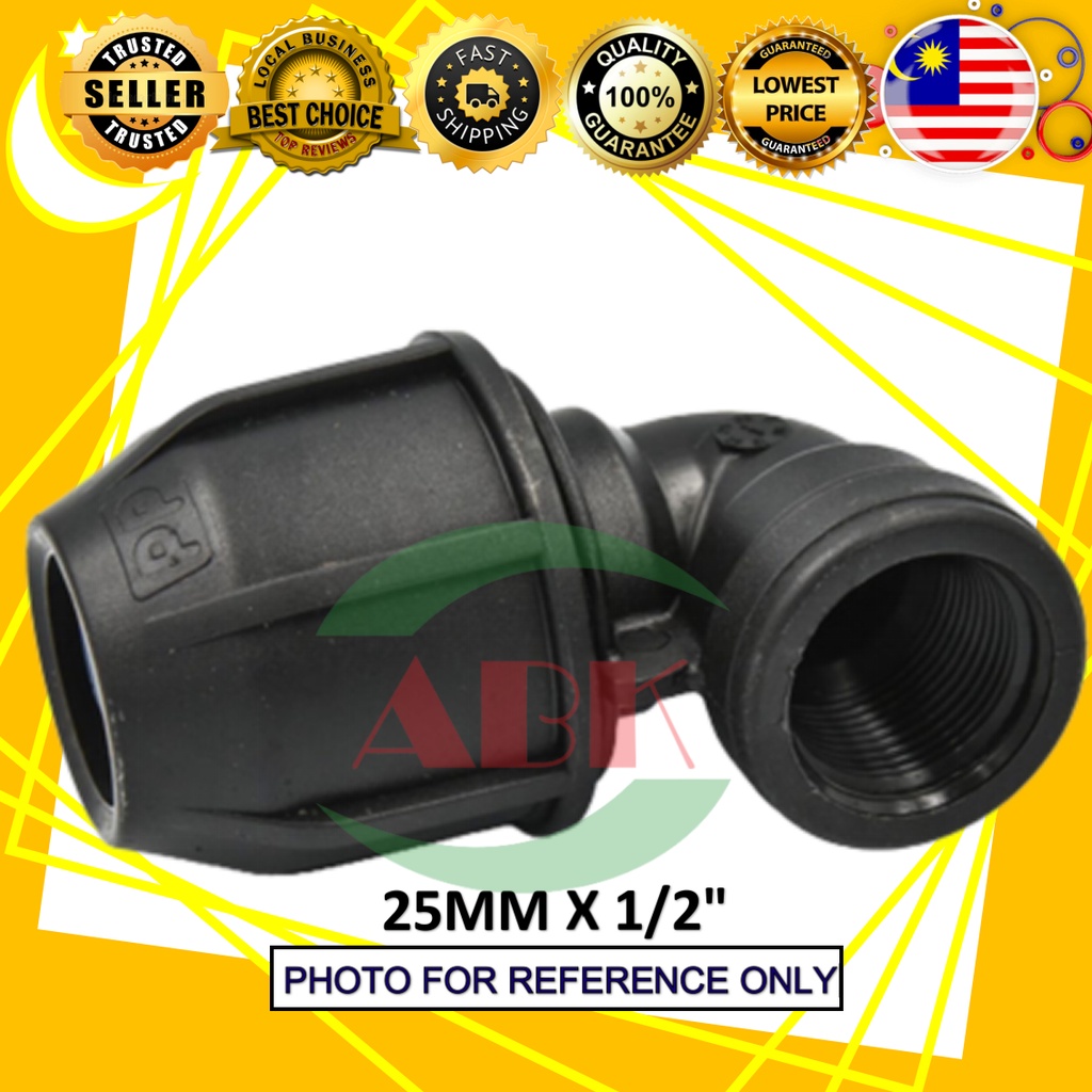 POLY FITTINGS - 25MM X 1/2" HDPE POLY PIPE FEMALE BEND [MADE IN ...