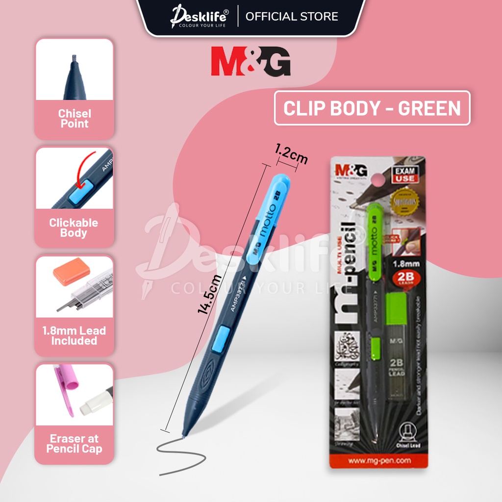 Desklife M&G 1.8mm Mechanical Pencil Khat Pensel Calligraphy Pen + 2B ...