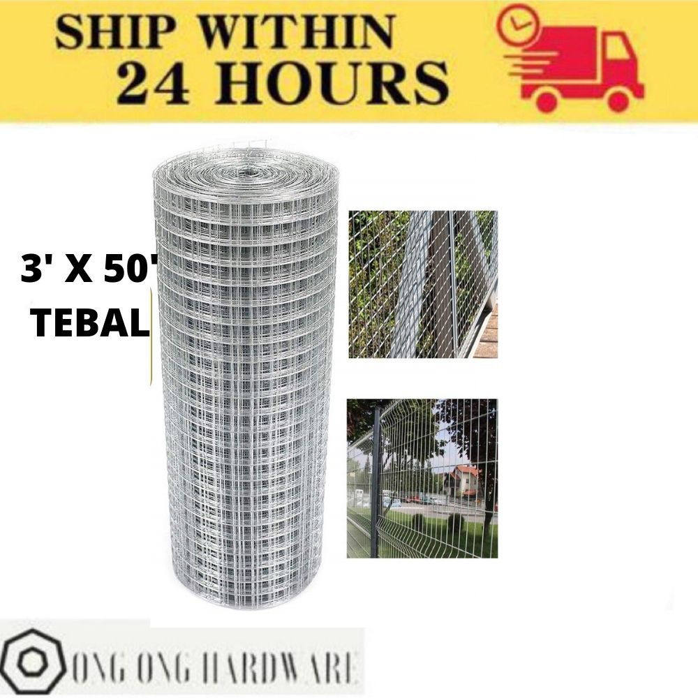 STRONGER THICKER ANITECH Galvanized BRC Welded Iron Wire Mesh Net Netting /Dawai Jaring 3' x 50 ...