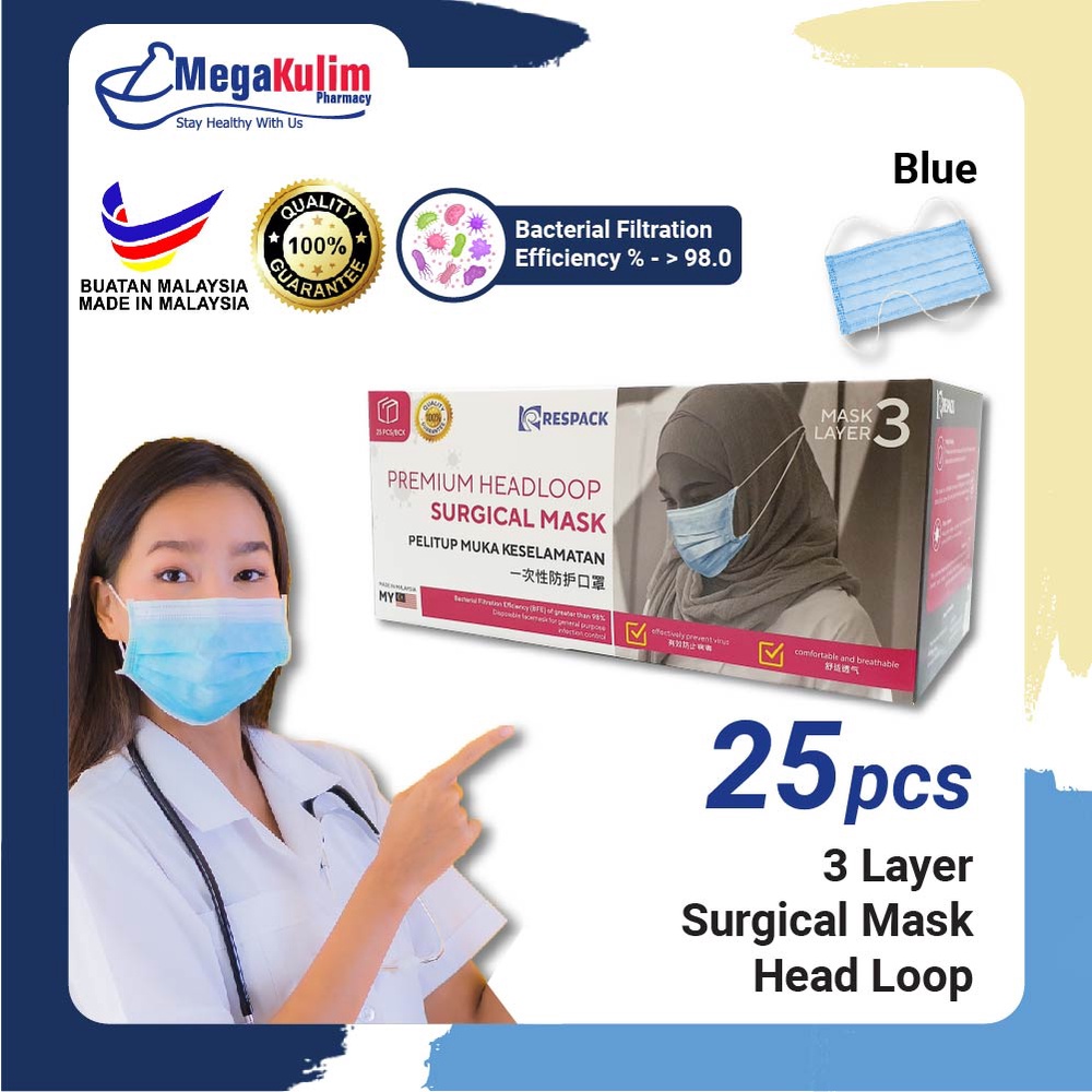 Respack Premium Headloop Surgical Mask (25's/Box) | Shopee Malaysia