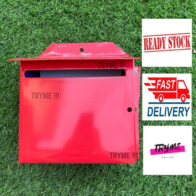 Metal Red Post Letter Box/ Metal Mail Box/ Peti Surat Besi/ Mailbox ...
