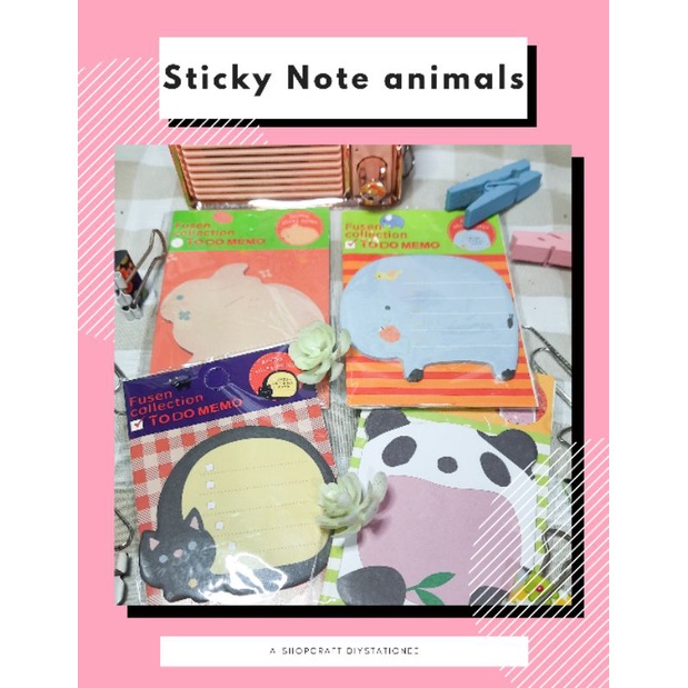 Sticky Notes Animal Motifs Mini Memo Paper Cute Animal Characters ...
