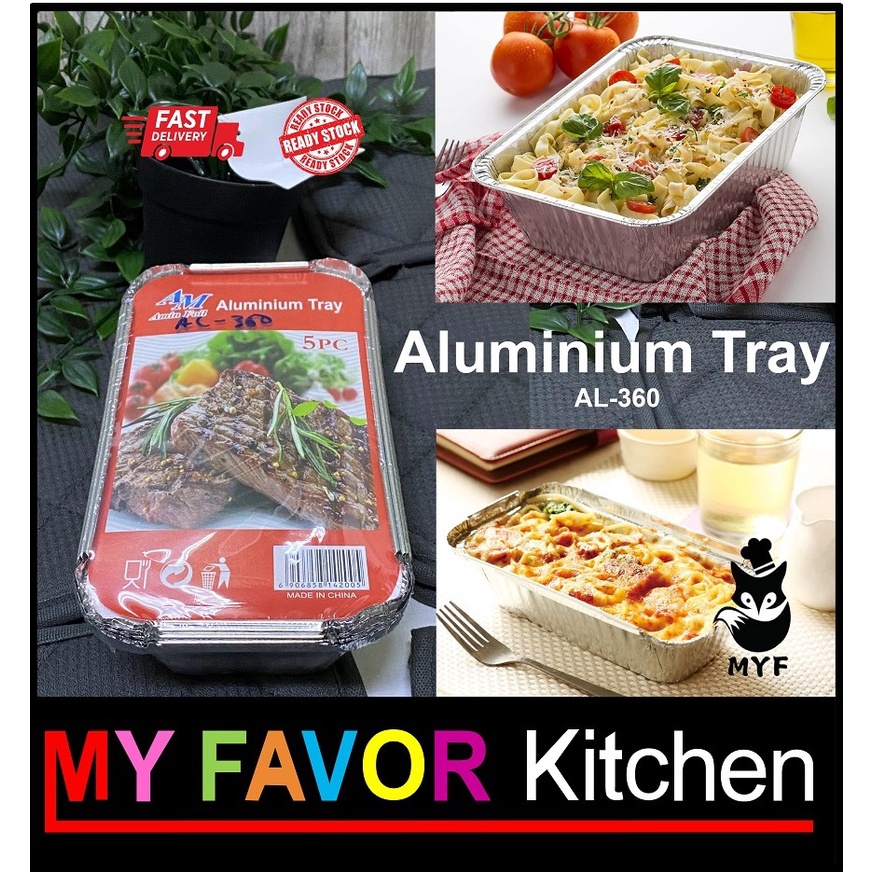 AL360 Rectangle Aluminium Foil Tray with lid [5PCs] | Shopee Malaysia