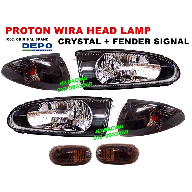 100% ORIGINAL DEPO Wira Crystal Head lamp / Headlamp / lampu besar ...