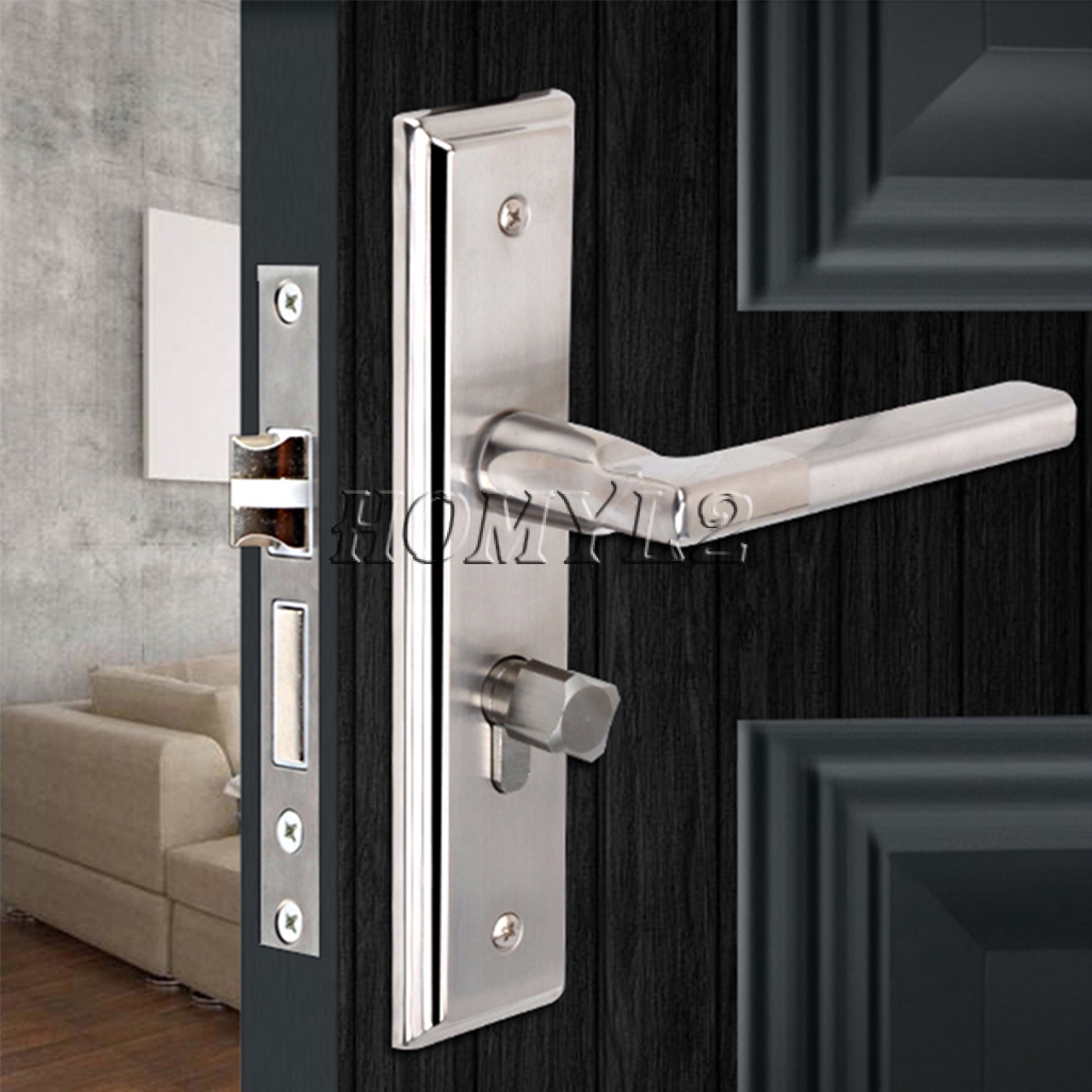 [HOMYLcfMY] Door Handle Lock Cylinder Front Back Lever Latch Lock Home ...