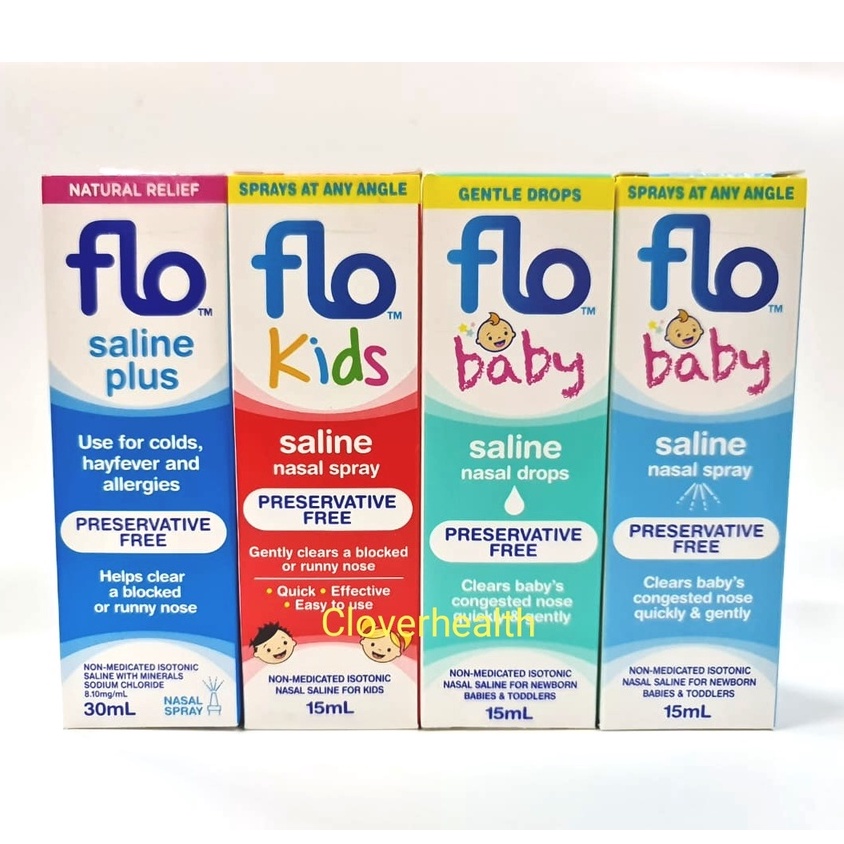 Flo Baby Saline Nasal Drops / Spray 15ml / Flo Saline Plus Nasal Spray ...