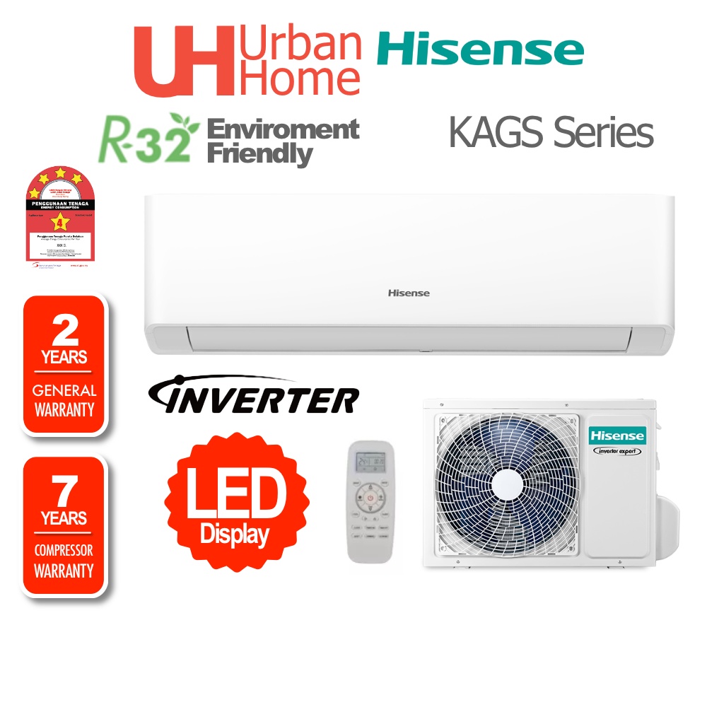 Hisense AirCond R32 Inverter Expert Air Conditioner (1.0HP/1.5HP/2.0HP ...