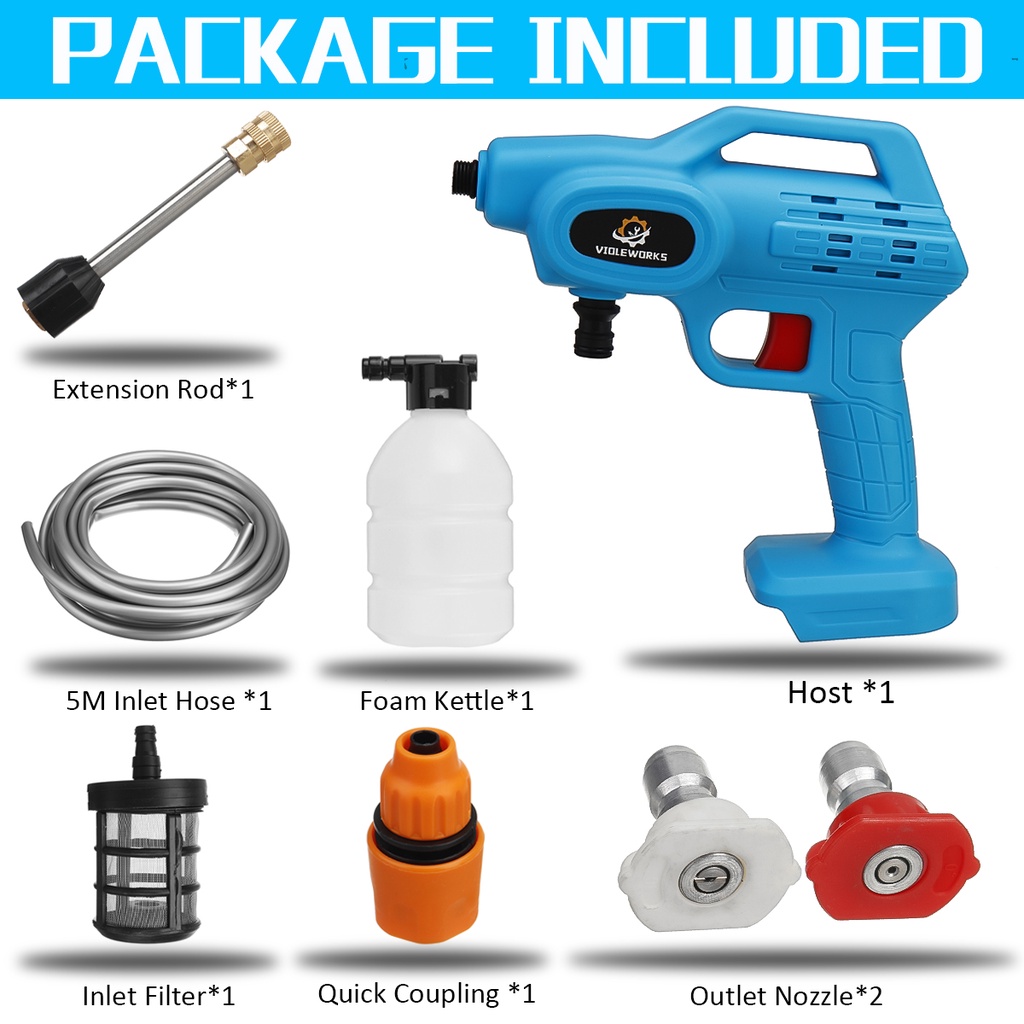 85Bar Portable Cordless Water Jet High Pressure Car Wash Guns Electric ...