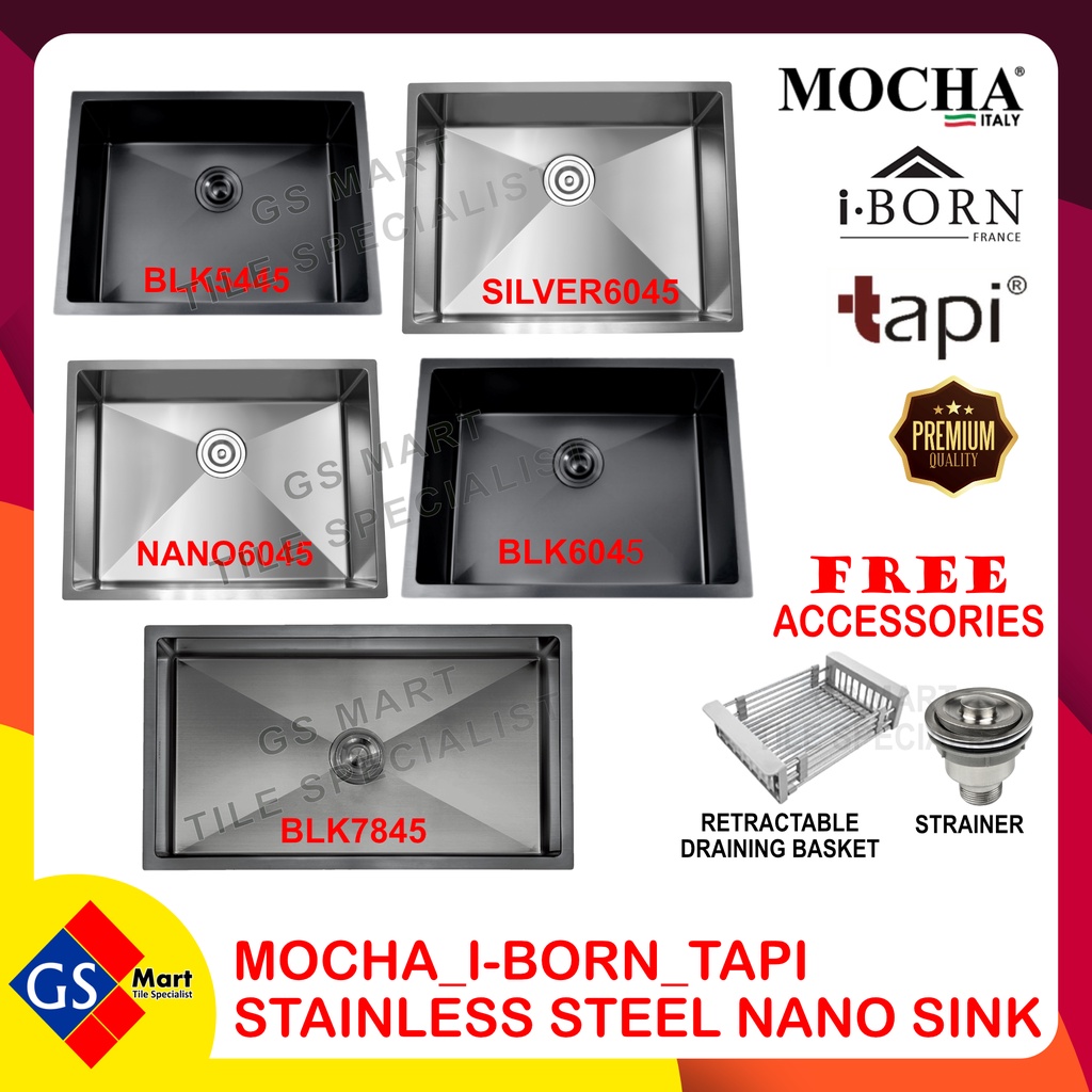 MOCHA / IBORN Undermount Stainless Steel Nano Black Kitchen Sink ...