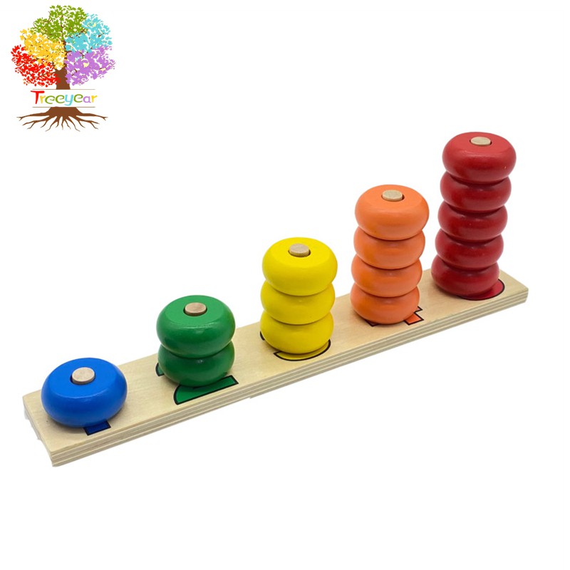 Baby Toy Montessori Counting Disks Stacking Sorting Board Building ...