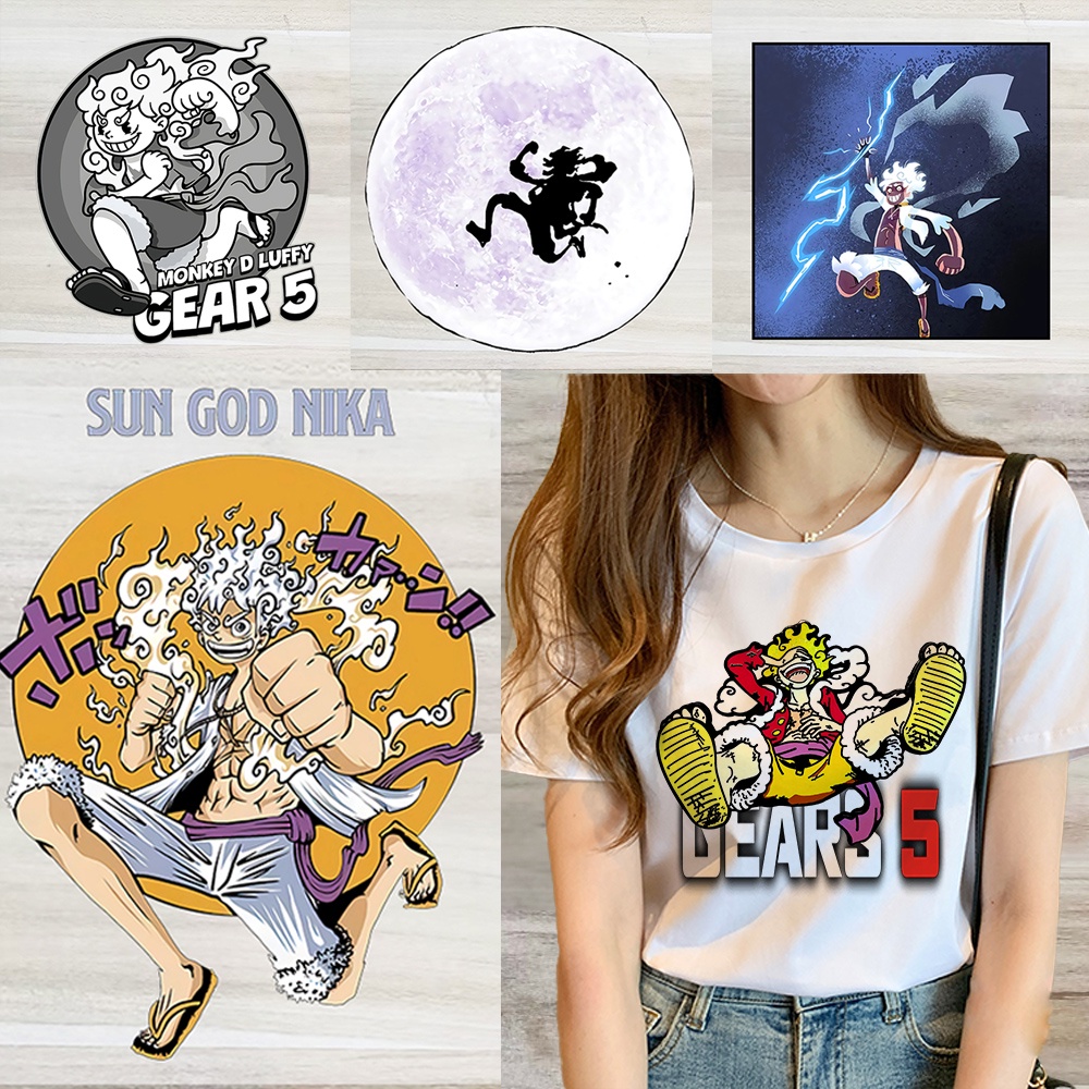ONE PIECE Iron on Patches for Clothes T-Shirt Diy Zoro Luffy Nika Gear5 Heat Transfer Sticker ...