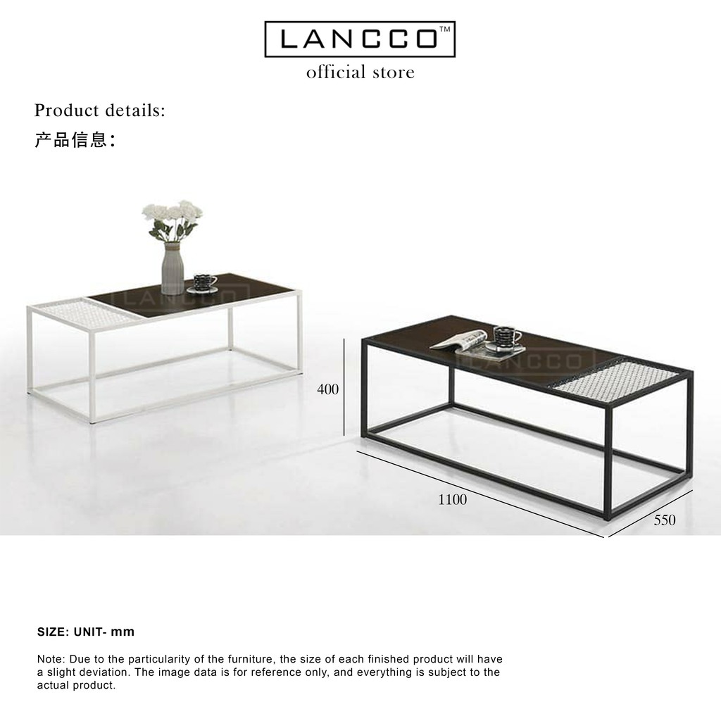 LANCCO: Stylo Industrial Metal Coffee Table Meja kopi Coffee table Solid Wood Rectangular Table ...