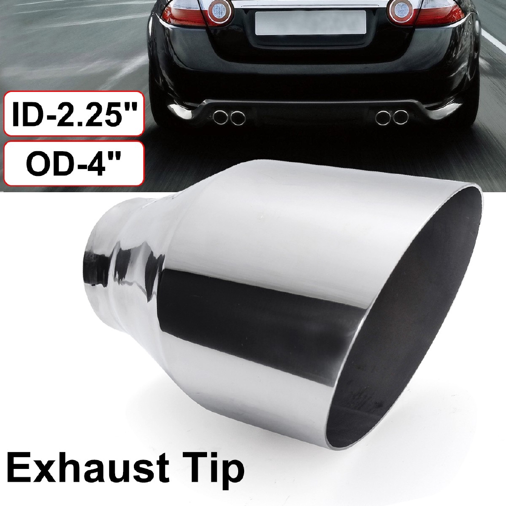 Stainless Steel Car Exhaust Tip Pipe Round Slant 2.25''Inlet | Shopee ...