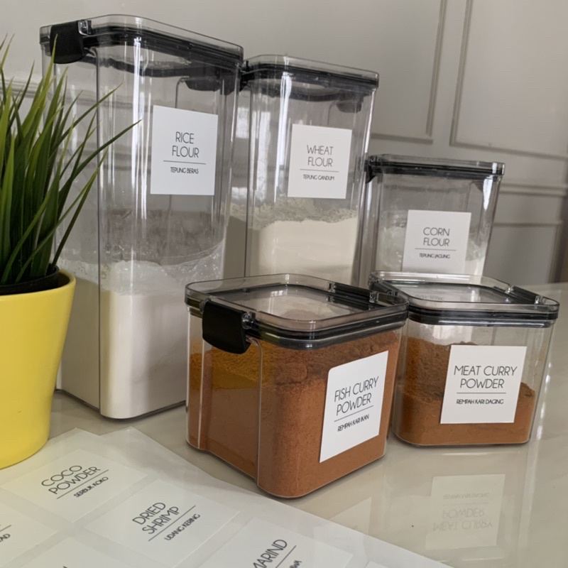 WATER PROOF SQUARE MINIMALIST PANTRY LABELS / KITCHEN STICKER / LABEL ...