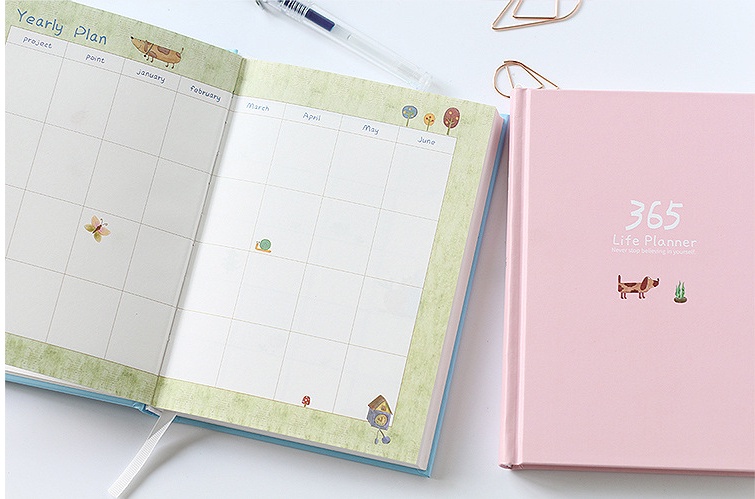 Ins Minimalist 365 Days Planner Notebook 2025 Cute Girl Journal Diary ...