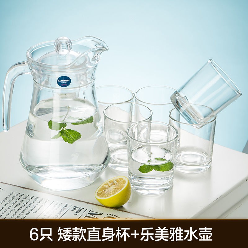 ☄Cawan Kaca Rumah Ruang Tamu Minum Set Cerek Dingin Minum Air Cawan ...