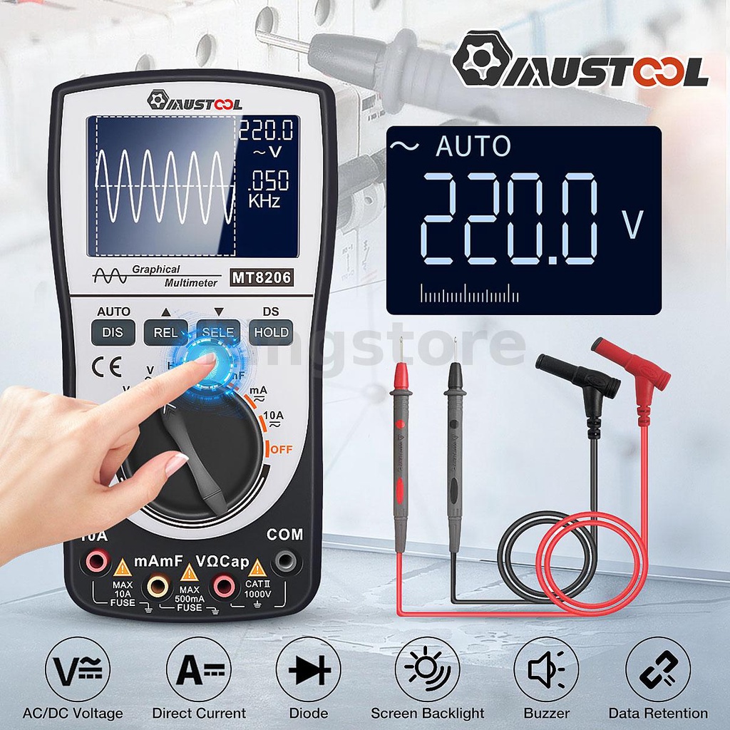 New MUSTOOL MT8206 2 in 1 Professional Multimeter Handheld LED ...