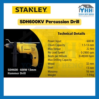 STANLEY Impact Hammer Drill SDH600KV Value Pack 600W / SDH600 ...