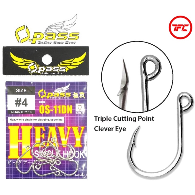 OPASS Heavy Single Hook OS11DN OS12BN Cutting Point Plugging Spooning ...