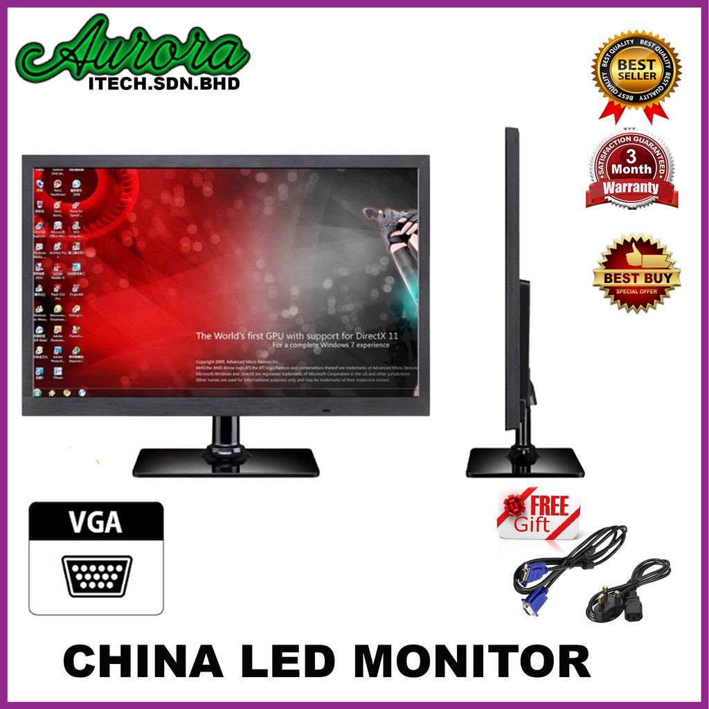(BRAND CHINA) 22'' LED SCREEN MONITOR / VGA PORT / 3 MONTH WARRANTY ...