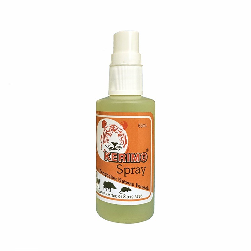 KERIMO Spray (55 ml x 4): Penghalau Tikus, Tupai, Monyet, Babi Hutan ...