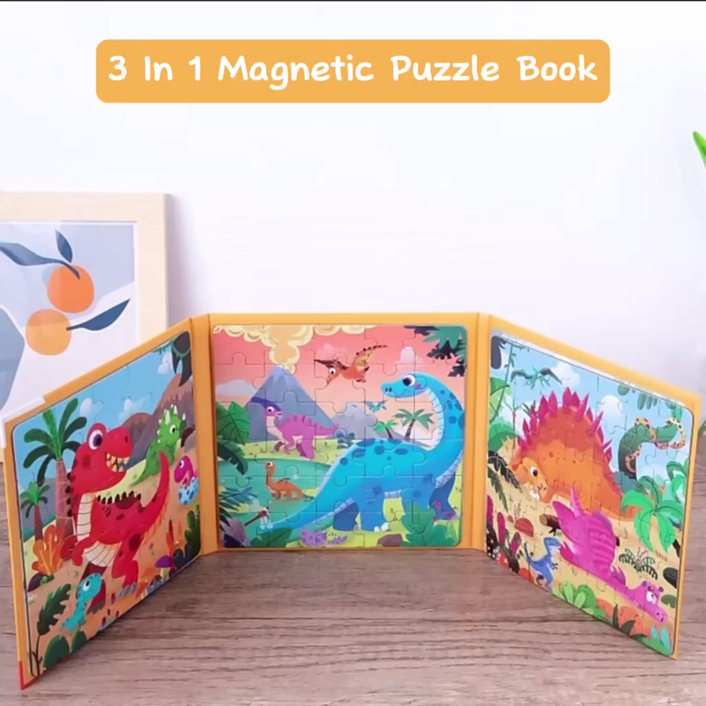 [FAST DELIVERY] 3in1 Magnetic Jigsaw Foldable Puzzle Book Kids Learning ...