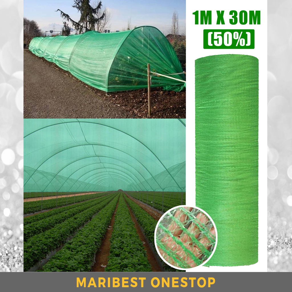 1M X 30M SUN SHADE NETTING GREEN 50% SHADE Net Jaring Hijau UV ...