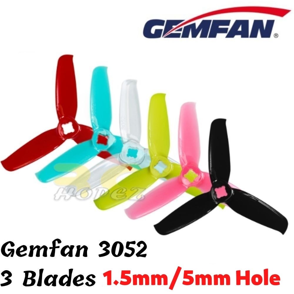 Gemfan 2 Pairs 3052 3 Blades Propeller 1.5mm/5mm Mounting Hole For 1306 ...