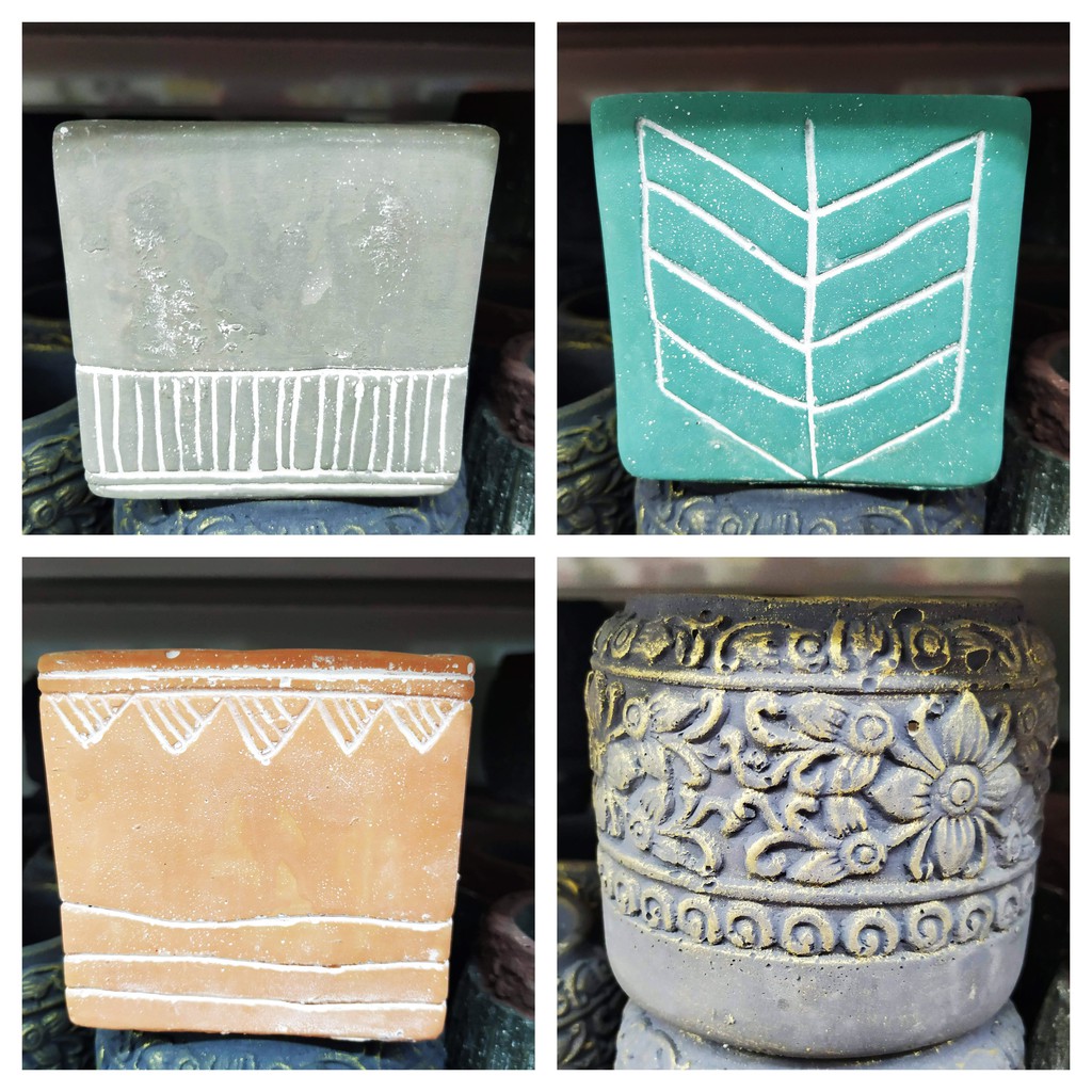 1 Assorted Design Small Pot with Hole 7cm Height small plant Ceramic ...